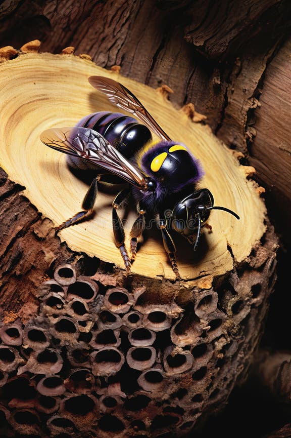 Carpenter Bug on a Bark Tree, AI Generated Stock Illustration ...