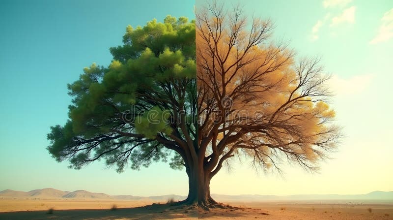 A Large, Visually Striking Tree Standing in the Center of the Frame ...