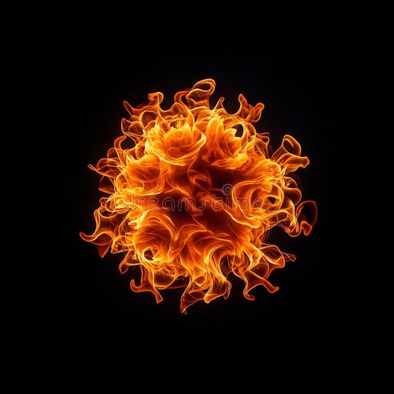 A Large and Vivid Fireball is Exploding Dramatically Against a Black ...