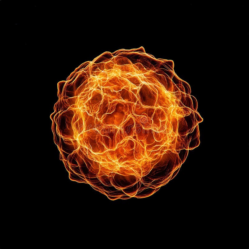 A Large and Vivid Fireball is Exploding Dramatically Against a Black ...