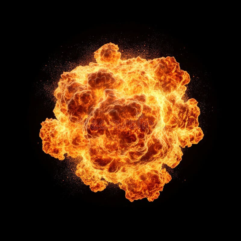 A Large and Vivid Fireball is Exploding Dramatically Against a Black ...