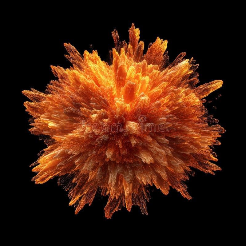 A Large and Vivid Fireball is Exploding Dramatically Against a Black ...