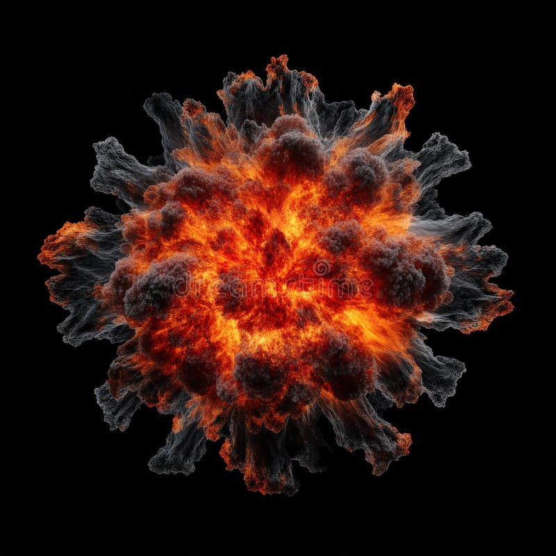 A Large and Vivid Fireball is Exploding Dramatically Against a Black ...