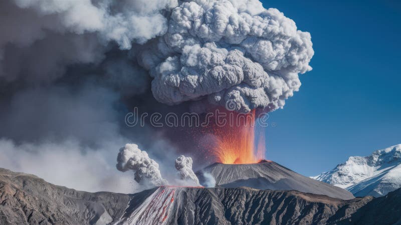 A Large Volcano Erupting with a Huge Plume of Smoke, AI Stock Image ...