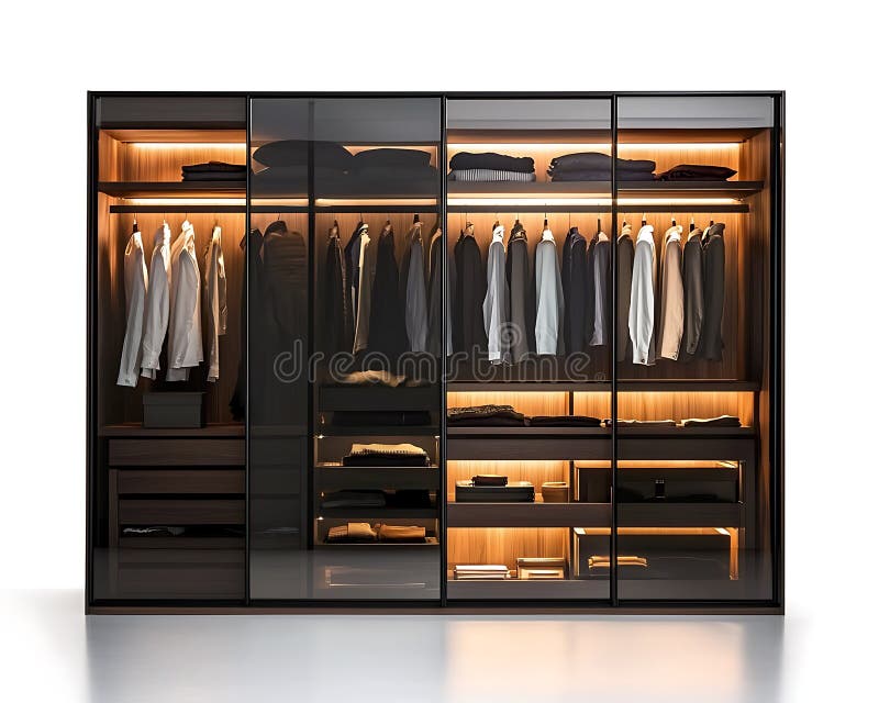 A Large Walk in Closet with a Black and White Theme Stock Photo - Image ...