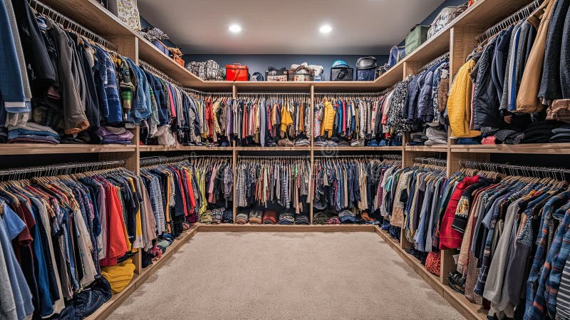 Large Walk in Closet with Clothes. Home Organization and Storage ...