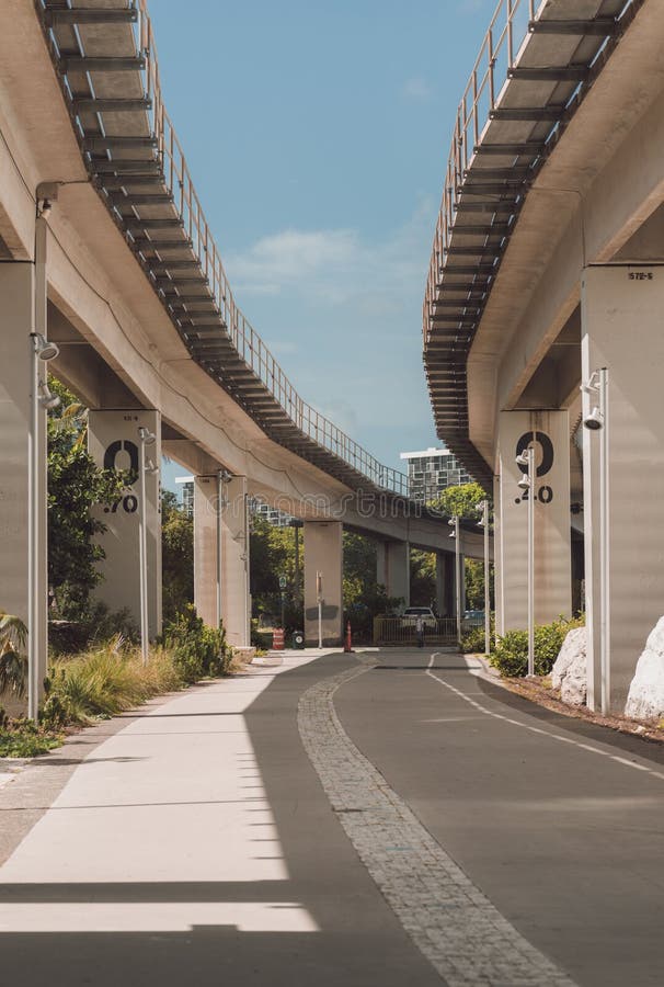 Large Walkway between Two Tall Parallel Buildings Stock Image - Image ...