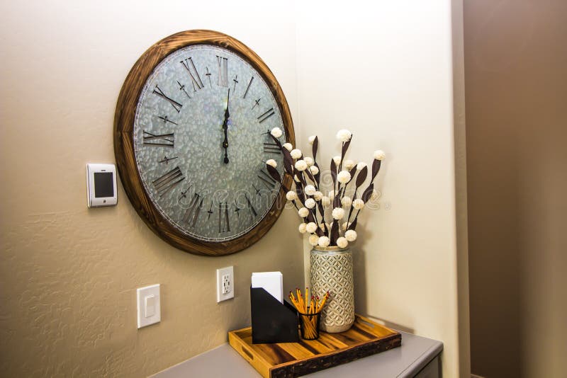 Large Wall Clock in Hallway Stock Image - Image of hallway, large ...
