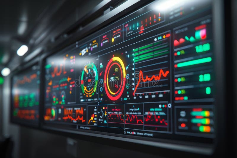 Large Wall Display in a Smart House Showcases a Vast Array of Data in a ...