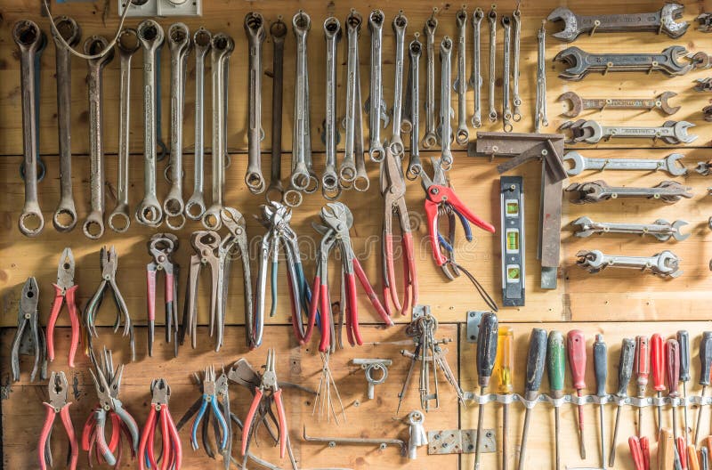 Large Wall Full of Tools in a Traditional Workshop Stock Photo - Image ...