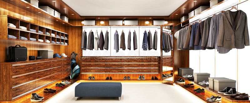 Large Wardrobe Interior Design in Big House Stock Illustration ...