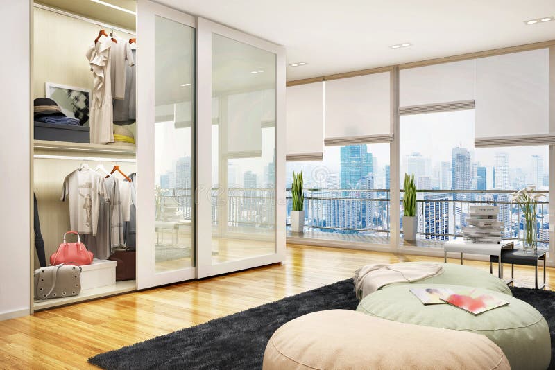 Large Modern Wardrobe in the Modern House Stock Illustration ...