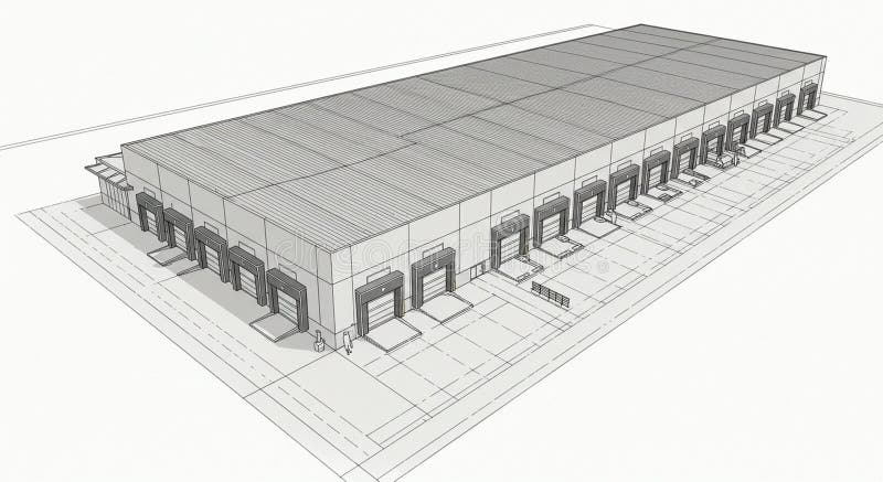 A Large Warehouse Filled with Lots of Pallets Stock Illustration - Illustration of equipment ...