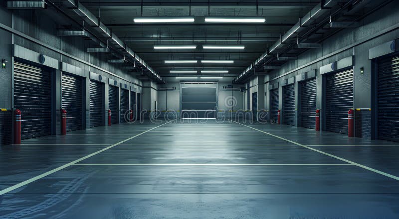 Large Warehouse Complex with Individual Garages Stock Image - Image of ...