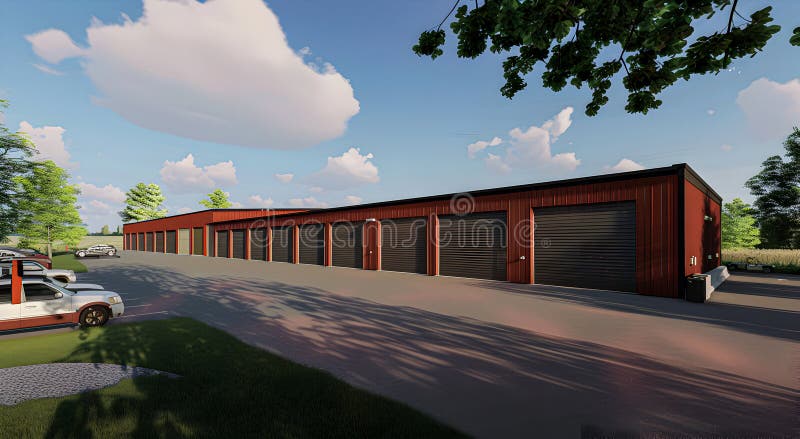 Large Warehouse Complex with Individual Garages Stock Photo - Image of ...