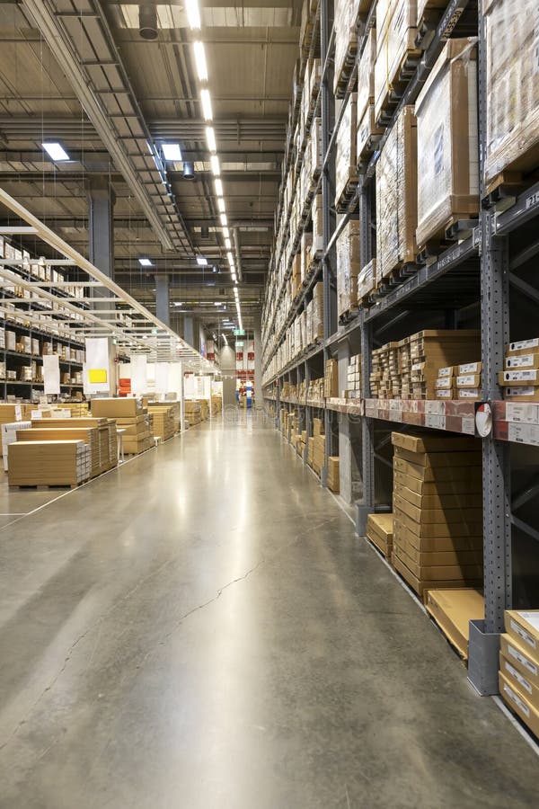 Large Warehouse Corridors, Warehouse Storage and Distribution of Goods ...