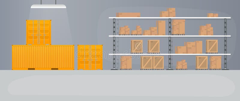 Large Warehouse with Drawers. Rack with Drawers and Boxes. Carton Boxes ...