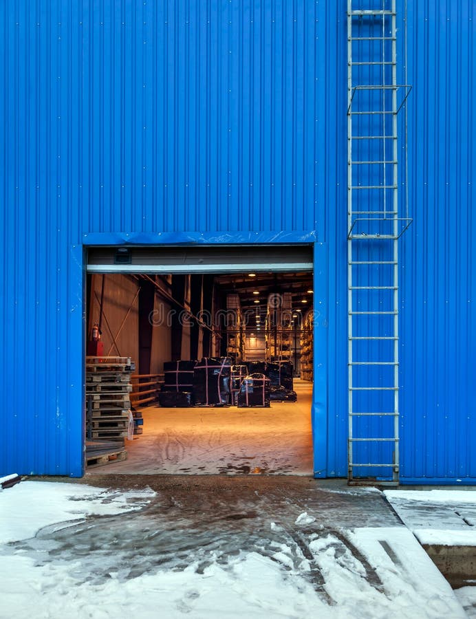 Large warehouse stock photo. Image of snow, exit, cargo - 74290848