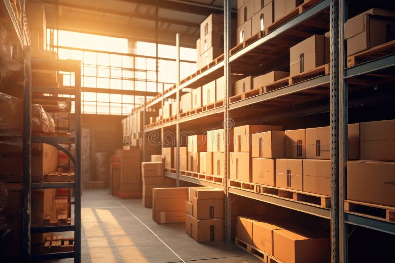 A Large Warehouse Filled with Boxes. Perfect for Illustrating Storage ...
