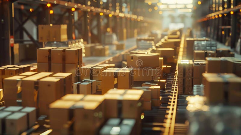 A Large Warehouse Filled with Boxes. Perfect for Industrial Concepts ...