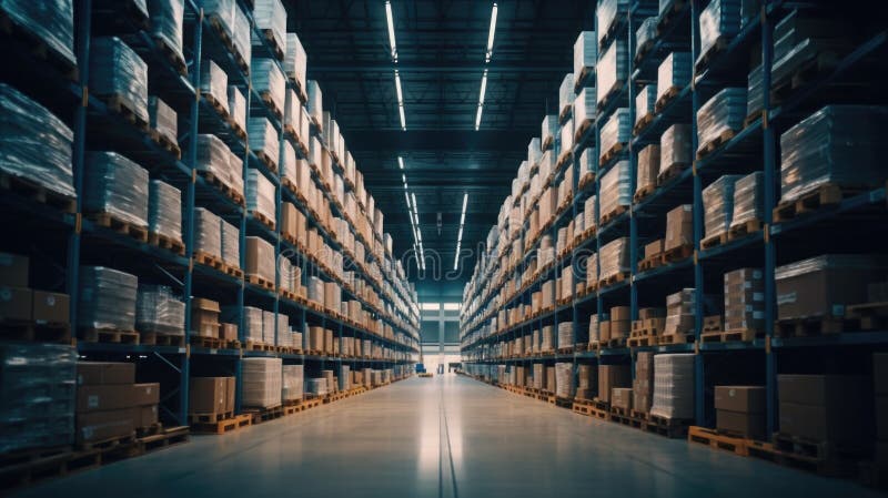 A Large Warehouse Filled with Boxes, Perfect for Logistics and Storage ...