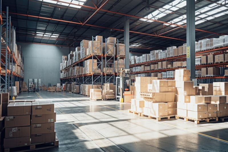 A Large Warehouse Filled with Boxes, Suitable for Industrial Concepts ...