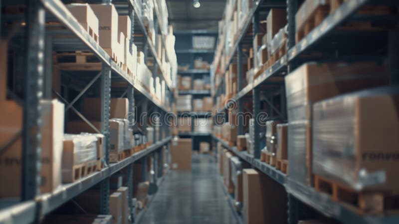 A Large Warehouse Filled with Boxes. Suitable for Industrial Concepts ...