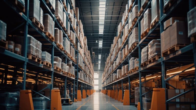 A Large Warehouse Filled with Boxes, Suitable for Industrial Concepts ...