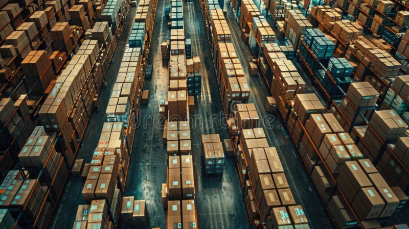 A Large Warehouse Filled with Boxes, Suitable for Inventory or Storage ...