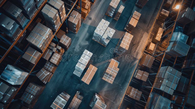 A Large Warehouse Filled with Boxes, Suitable for Logistics and Storage ...