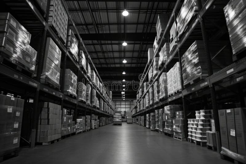 A Large Warehouse Filled with Boxes. Suitable for Logistics, Storage ...