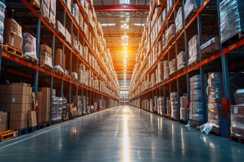 A Large Warehouse Filled with Lots of Boxes. Perfect for Logistics ...