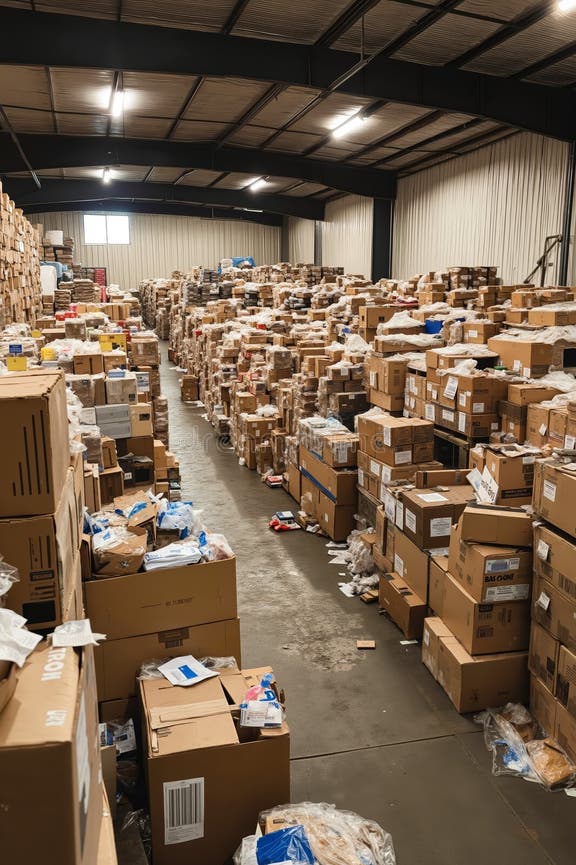 A Large Warehouse Filled with Lots of Boxes Stock Image - Image of ...
