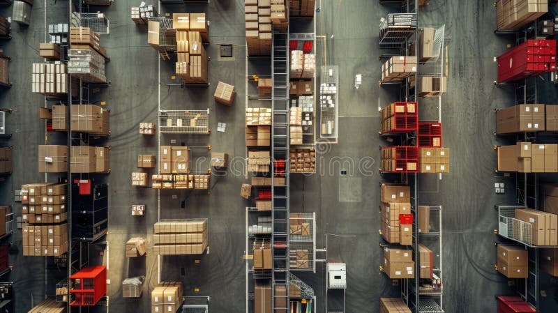 A Large Warehouse Filled with Lots of Boxes. Suitable for Business and Logistics Concepts Stock ...