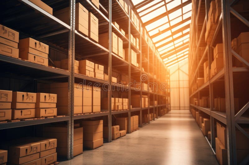 A Large Warehouse Filled with Lots of Boxes. Suitable for Logistics ...