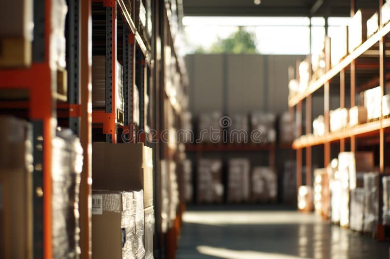 A Large Warehouse Filled with Many Boxes Stock Image - Image of ...