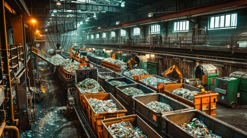 Large Warehouse Filled with Metal at Garbage Processing Plant Stock ...
