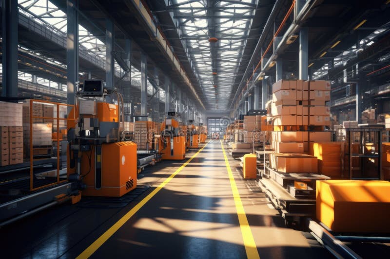 A Large Warehouse Filled with Numerous Boxes. Ideal for Illustrating ...