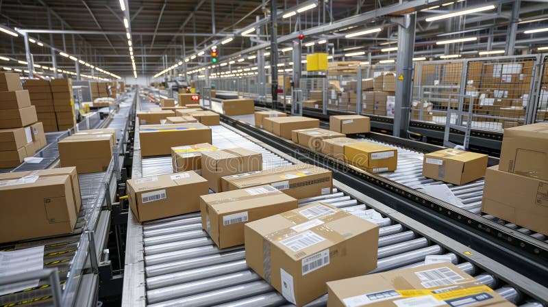 A Large Warehouse Filled with Numerous Unsorted Parcels of Different ...