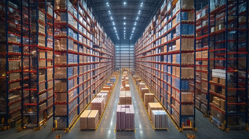 Large Warehouse Filled with Organized Pallets Showcasing Efficient ...