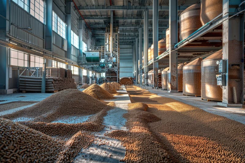 A Large Warehouse Filled with Tons of Grain Stock Photo - Image of ...