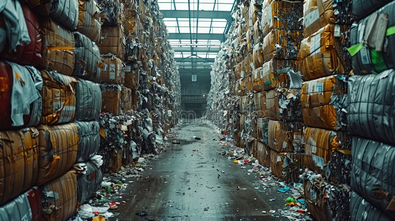 A Large Warehouse Filled with Trash and Garbage Stock Image - Image of ...