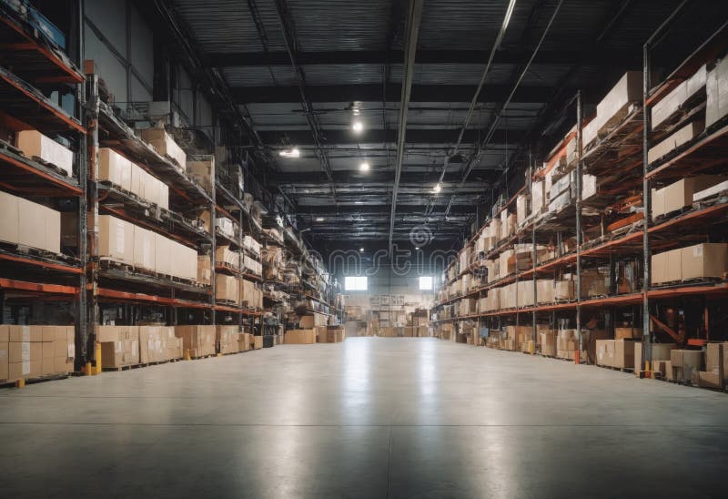 Large Warehouse Full of Packed Boxes. Concept of Distribution Cargo and ...