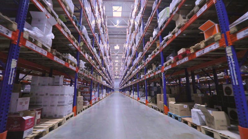 Large Warehouse with Goods. Very Large Warehouse with High Shelves ...