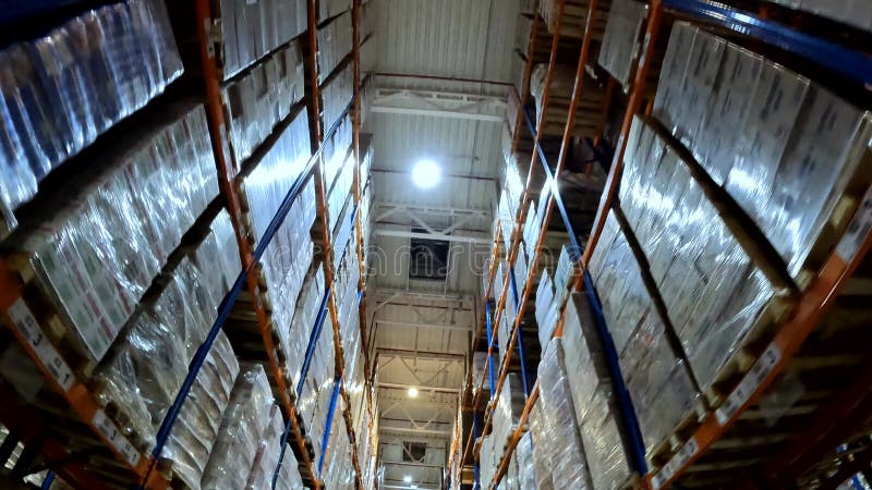 Large Warehouse with Goods. Very Large Warehouse with High Shelves ...