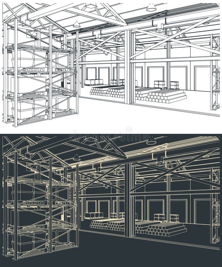 Large Warehouse Illustrations Stock Vector - Illustration of building ...