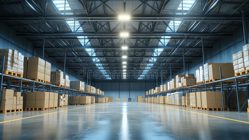 Large Warehouse Interior Industrial Storage Logistics Distribution ...
