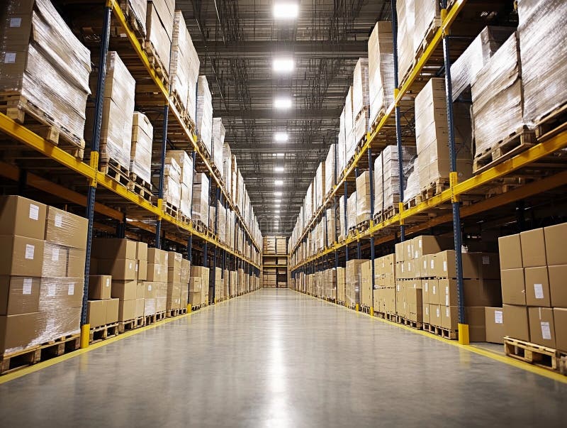 Large Warehouse Interior Showcasing Organized Shelves Filled with ...
