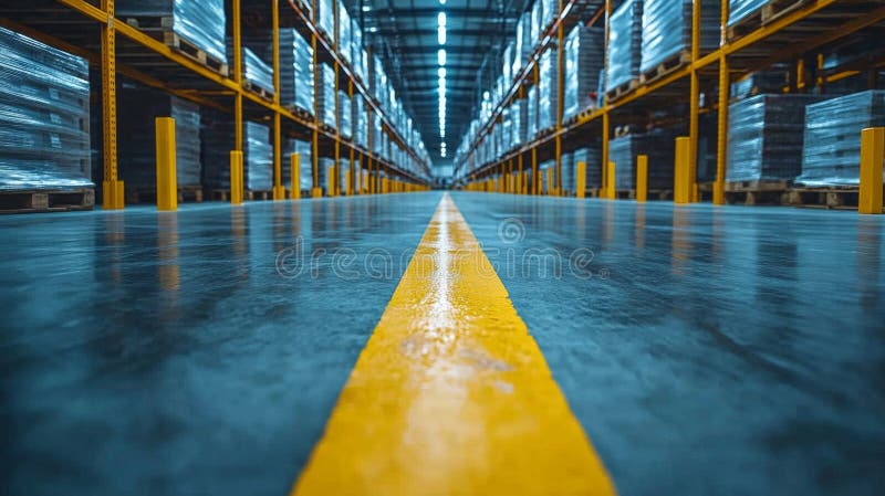 Large Warehouse Interior Showcasing Organized Storage of Pallets in a ...