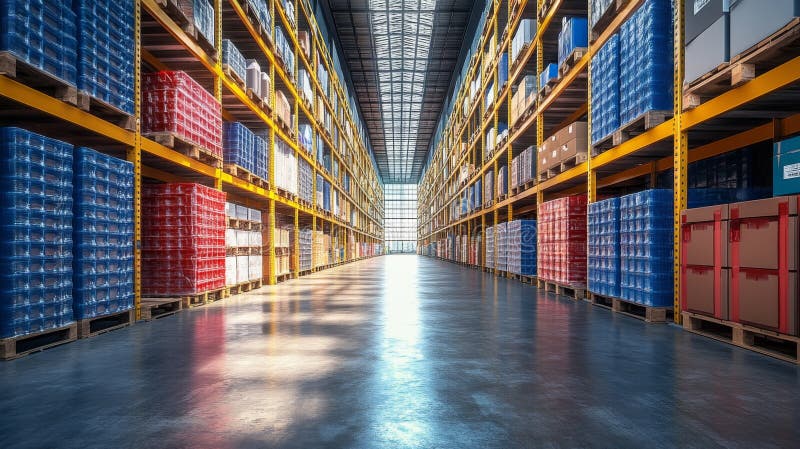 Large Warehouse Interior Showcasing Organized Storage Racks Filled with ...